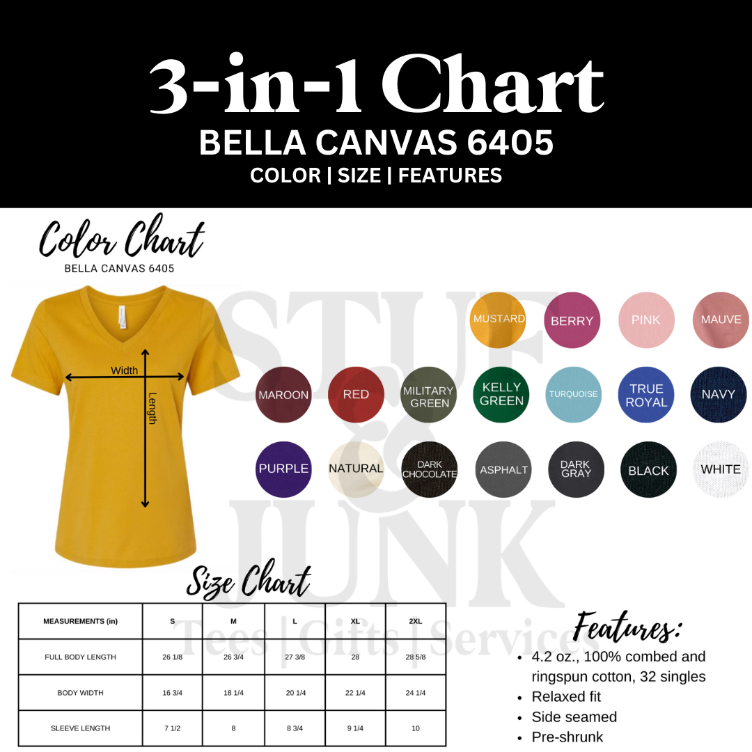 Bella Canvas 6405 | Color Chart – Stuf and Junk